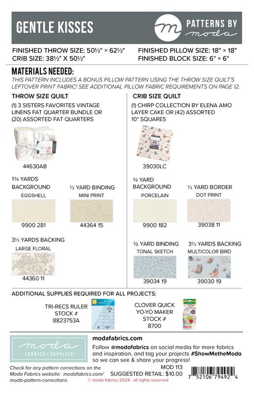Gentle Kisses pattern – Tyjo's Quilt Fabrics